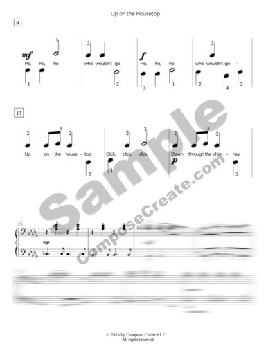 Up on the Housetop - Easy black key and white key piano solo