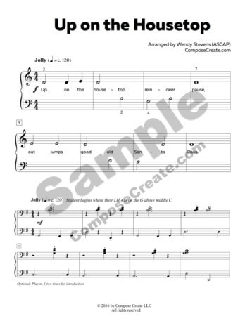 Up on the Housetop - Easy black key and white key piano solo