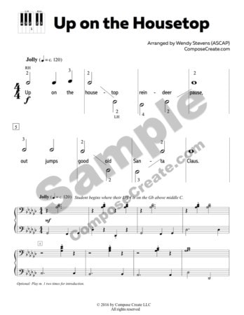 Up on the Housetop - Easy black key and white key piano solo