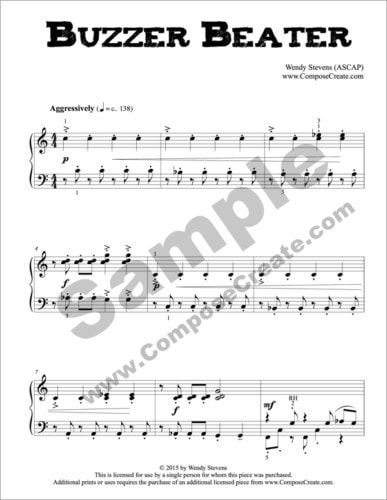 Buzzer Beater - Late elementary piano solo by Wendy Stevens