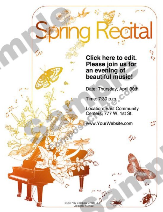 New Spring Recital Template - edit a doc, pages, or PDF!