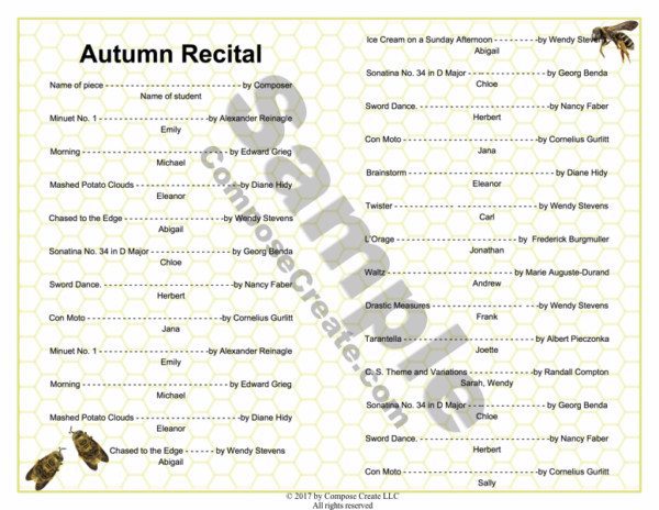 Autumn Recital Program Package - Completely editable!