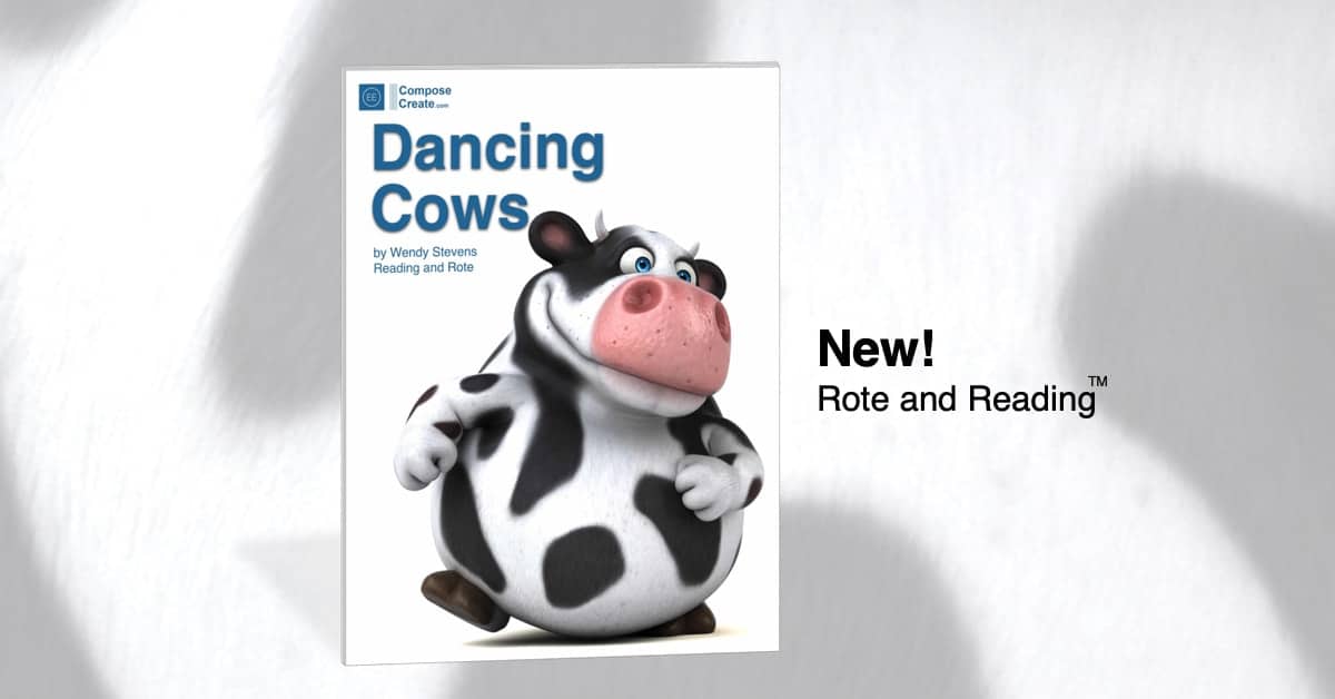 Dancing Cows - Easy Rote and Reading® piano solo with teacher duet
