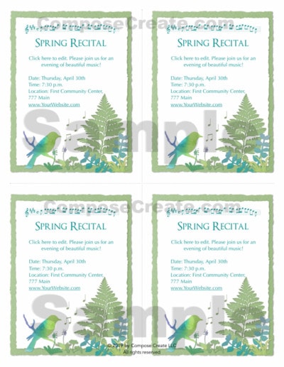 Vivaldi Spring Editable Recital Program Package - All text editable!