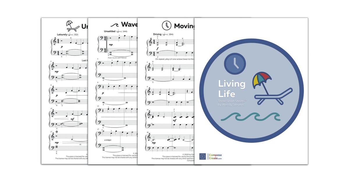Living Life - Short Sheets® piano music by Wendy Stevens
