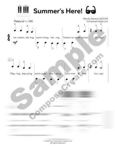 Summer Fun - Easy Black Key Short Sheets® piano music