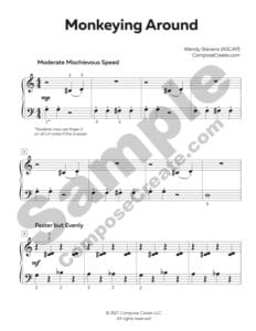Monkeying Around - Rote and Reading® Elementary Piano Solo w/improv!