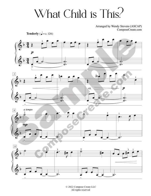 What Child Is This - Early intermediate piano arrangement
