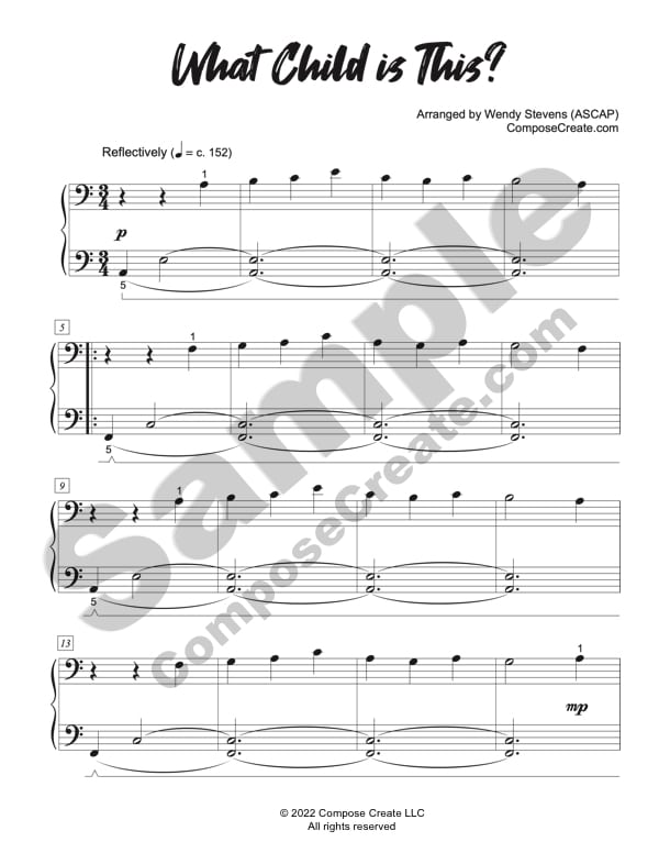 What Child Is This - Elementary piano arrangement