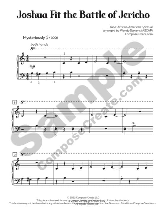 Joshua Fit the Battle of Jericho - Easy Hymn Solos 1 piano music