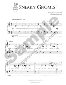 Sneaky Gnomes - Easy piano solo + bonus coloring sheet