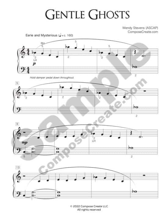Gentle Ghosts - Elementary Halloween piano solo