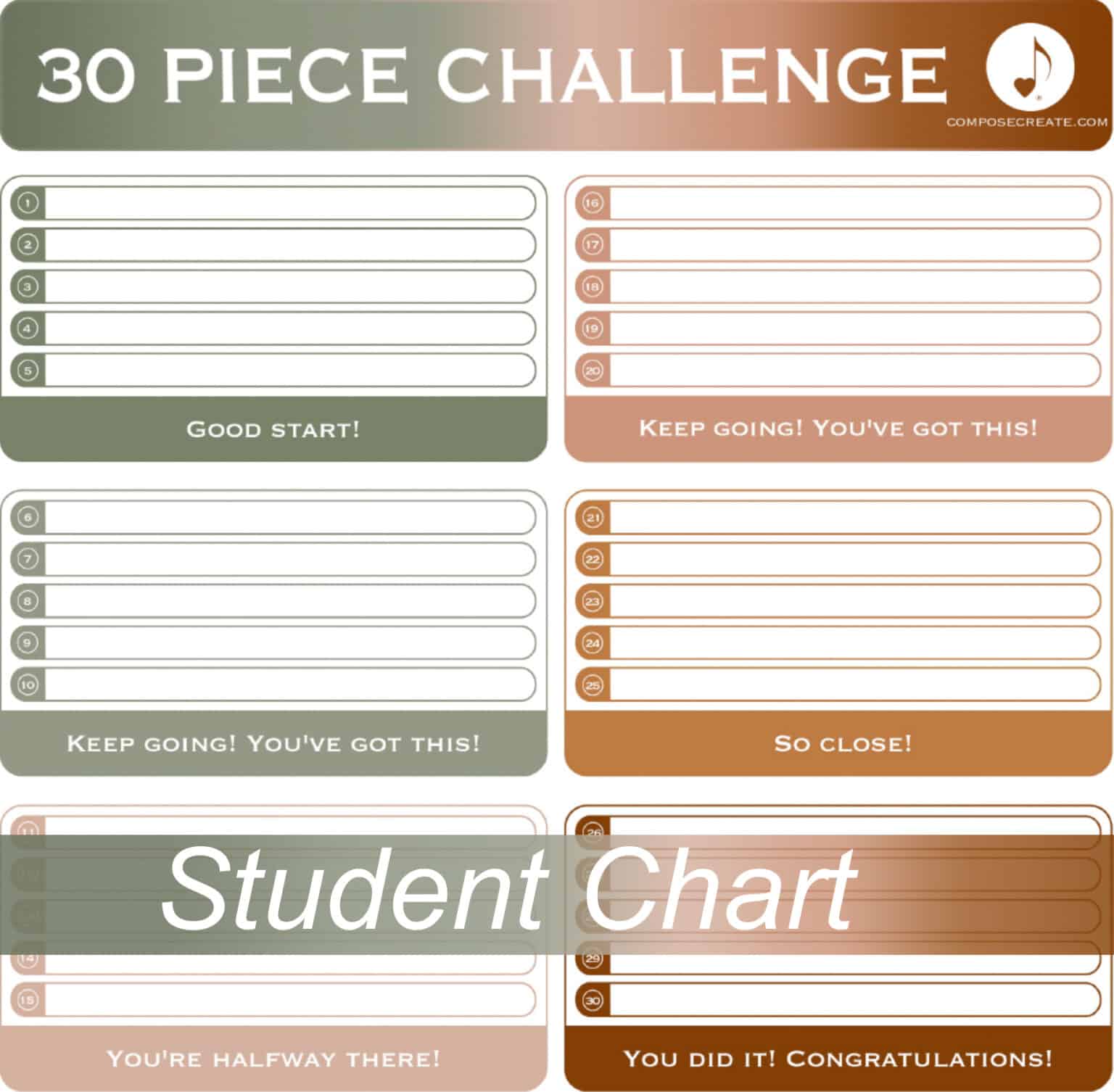 Newly Designed Challenge Charts for the 30 and 40 Piece Challenge ...