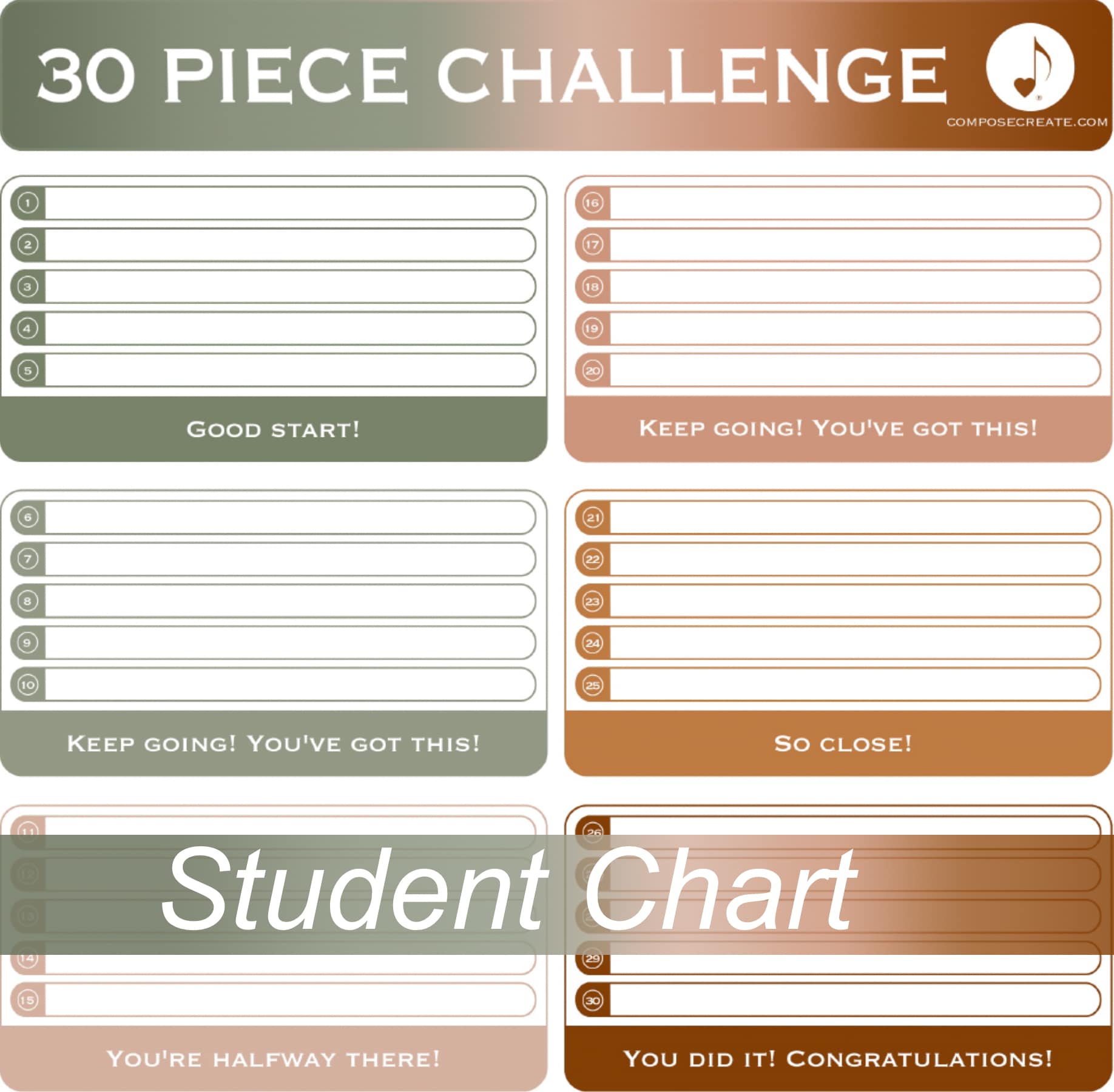 Newly Designed Challenge Charts for the 30 and 40 Piece Challenge ...