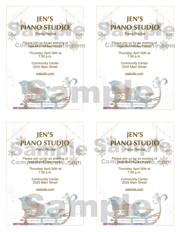 Golden Winter Recital Program - Text is editable!